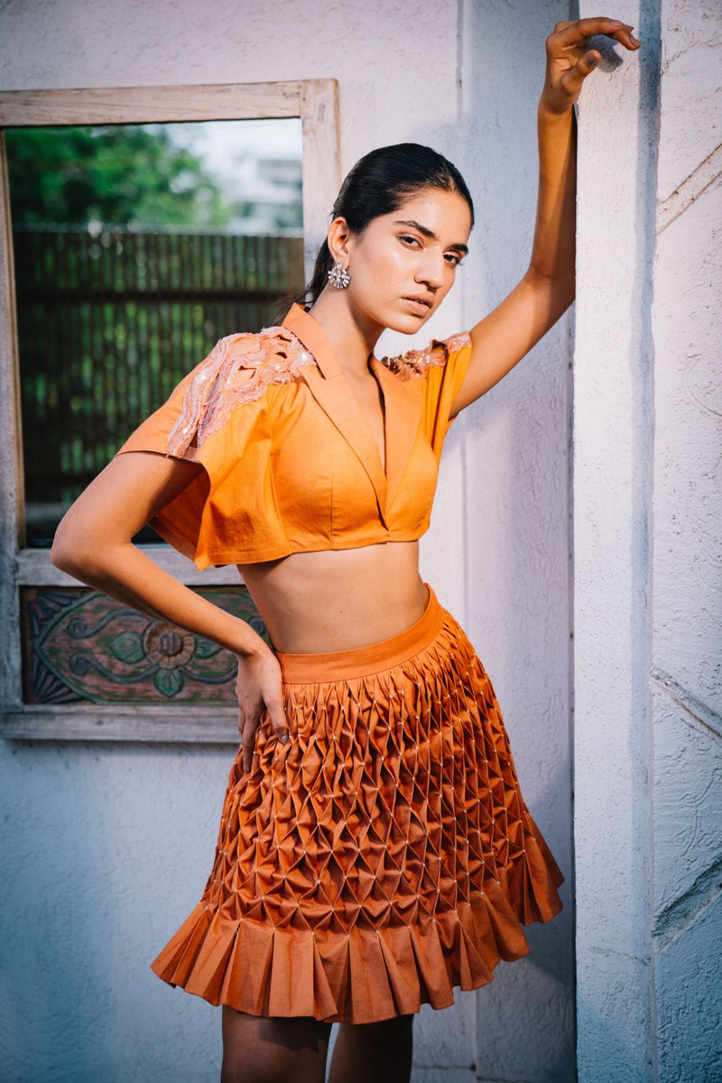 Burnt Clay Skirt Set – Arushi Rawal